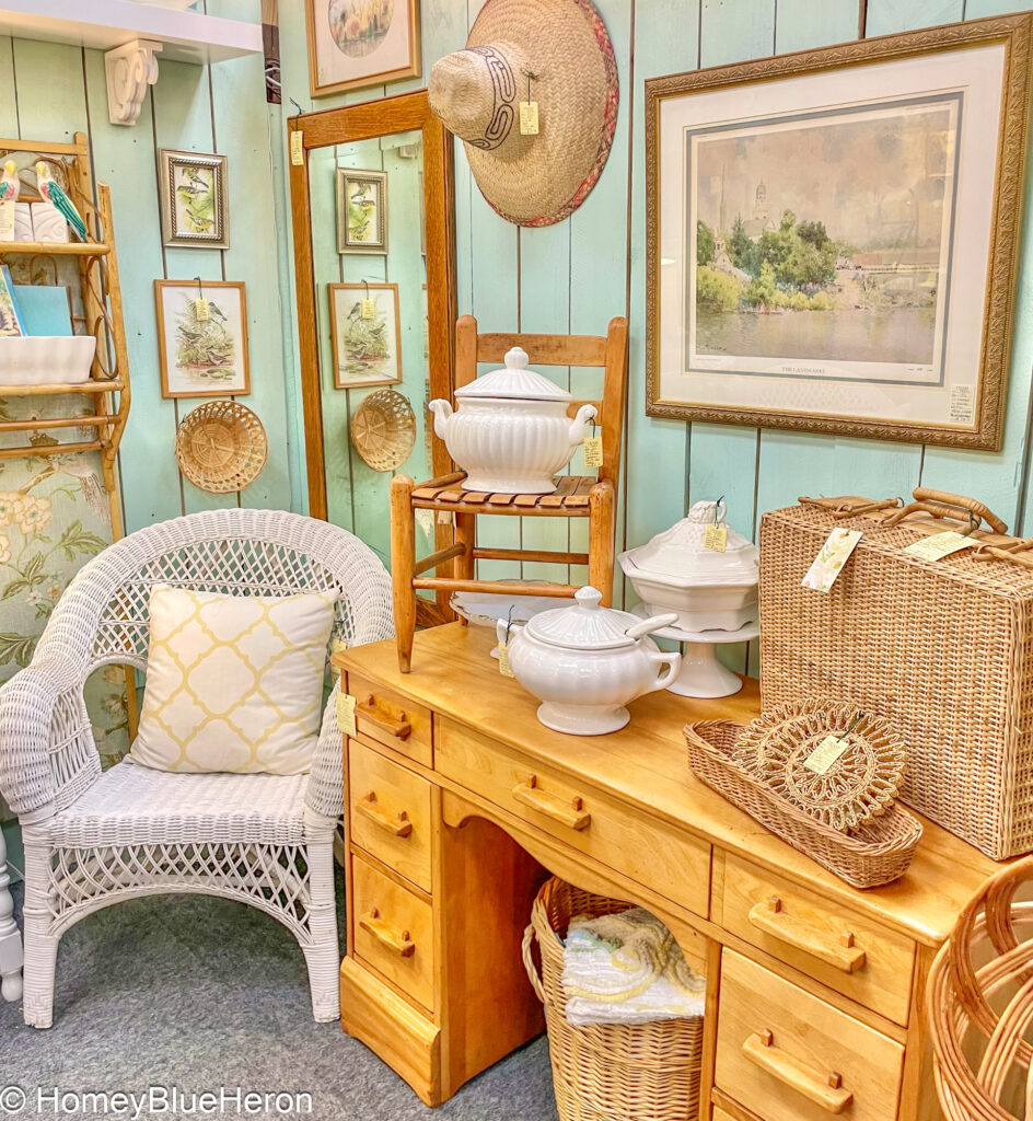 Vintage Booth Secrets: Old Books and Baskets Pay the Rent! - Homey Blue ...